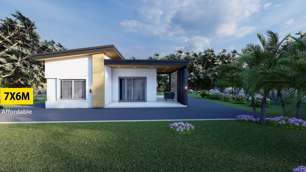 Small House Design | 7m x 6m with 2Bedrooms | Modern and Cozy - YouTube