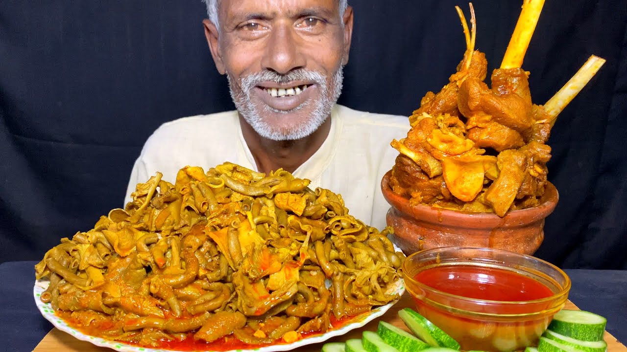 EATING OILY MUTTON BOTI CURRY, SPICY MUTTON LEG CURRY WITH RICE || REAL ...