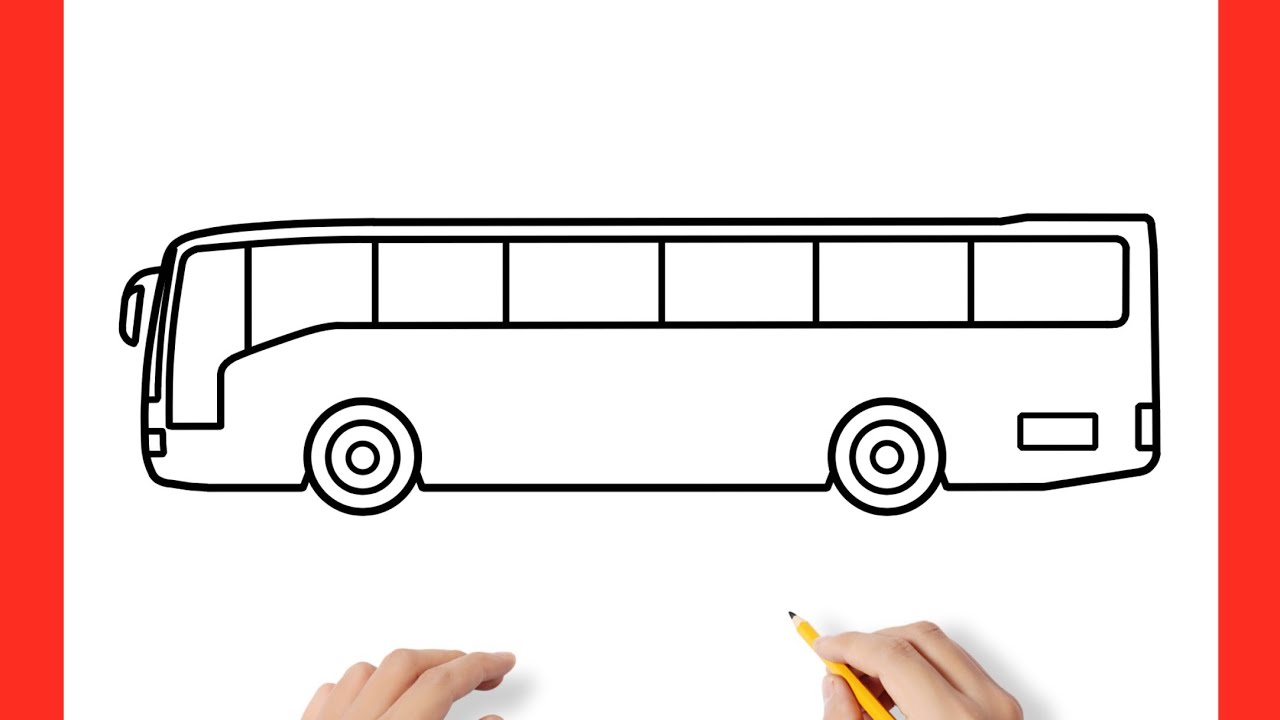 Drawing a BUS step by step / How to draw a Mercedes Benz MB 404 bus ...