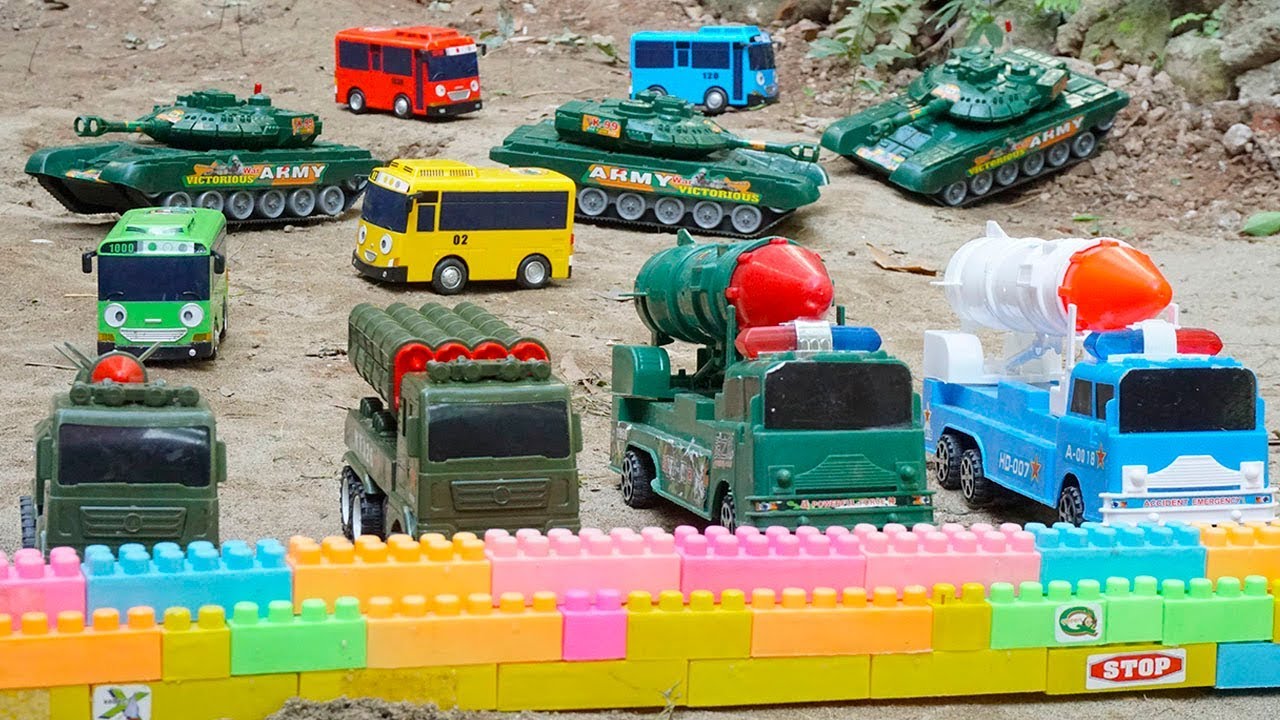 Rocket Truck Military rescue Tayo Bus escape Dinosaurs & Army Tank Toys ...