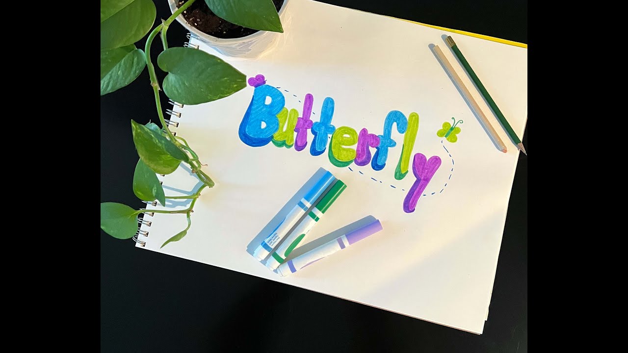 How to Make Butterfly BUBBLE Letters - EASY - YouTube