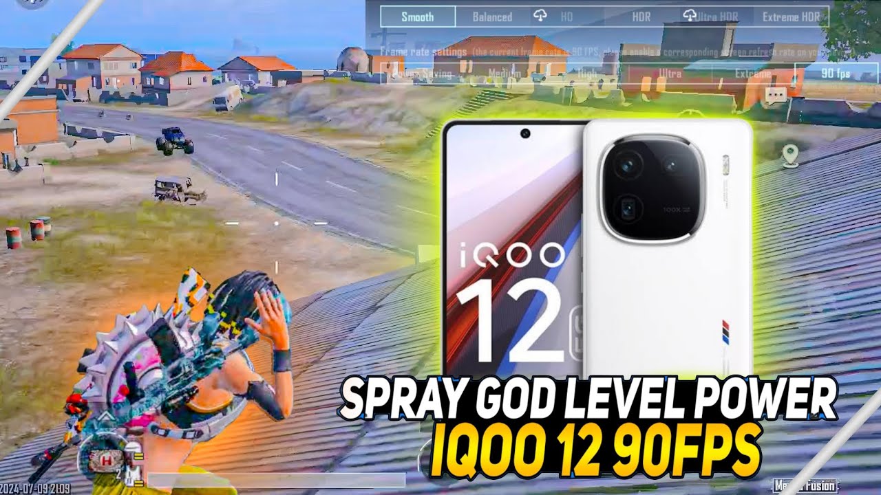 SPRAY GOD LEVEL POWER 😱IQOO 12 SMOOTH + 90FPS PUBG / BGMI TEST 2024 ...