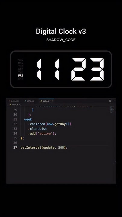 Digital Clock ⏰ #shorts #html #css #javascript #programming #webdevelopment #cssanimation - YouTube