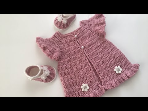 Tığ işi Fırfırlı Bebek Yeleği / 0-3 ay / yenidoğan yeleği / Newborn Baby dress / Baby vest