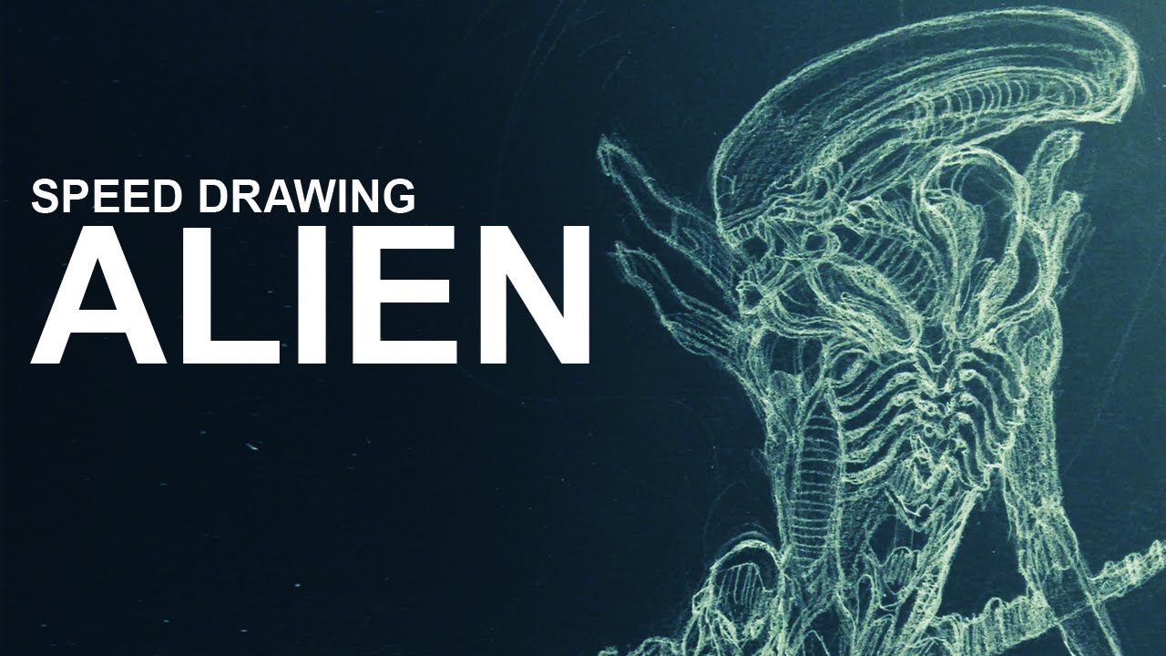 Speed Drawing : ALIEN ( pencil sketch, ink, colors) - YouTube