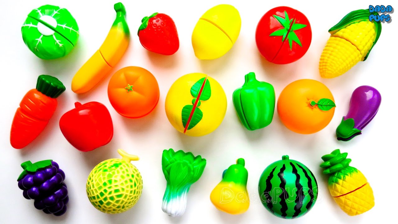 Learn Names of Fruits and Vegetables with Toy Velcro|Learn Colors with ...