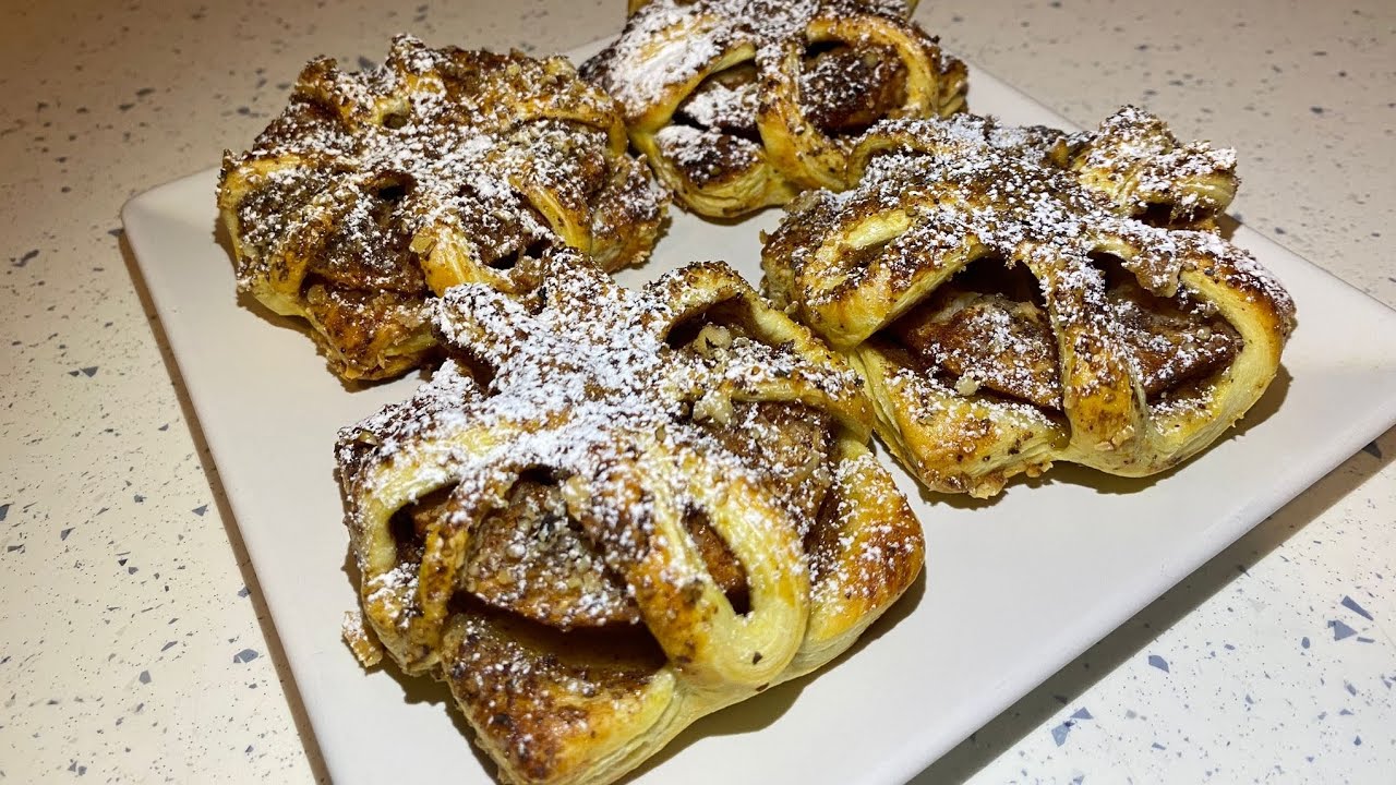 Strudel cu mar în formă de floare/Extrem de delicios si usor de ...