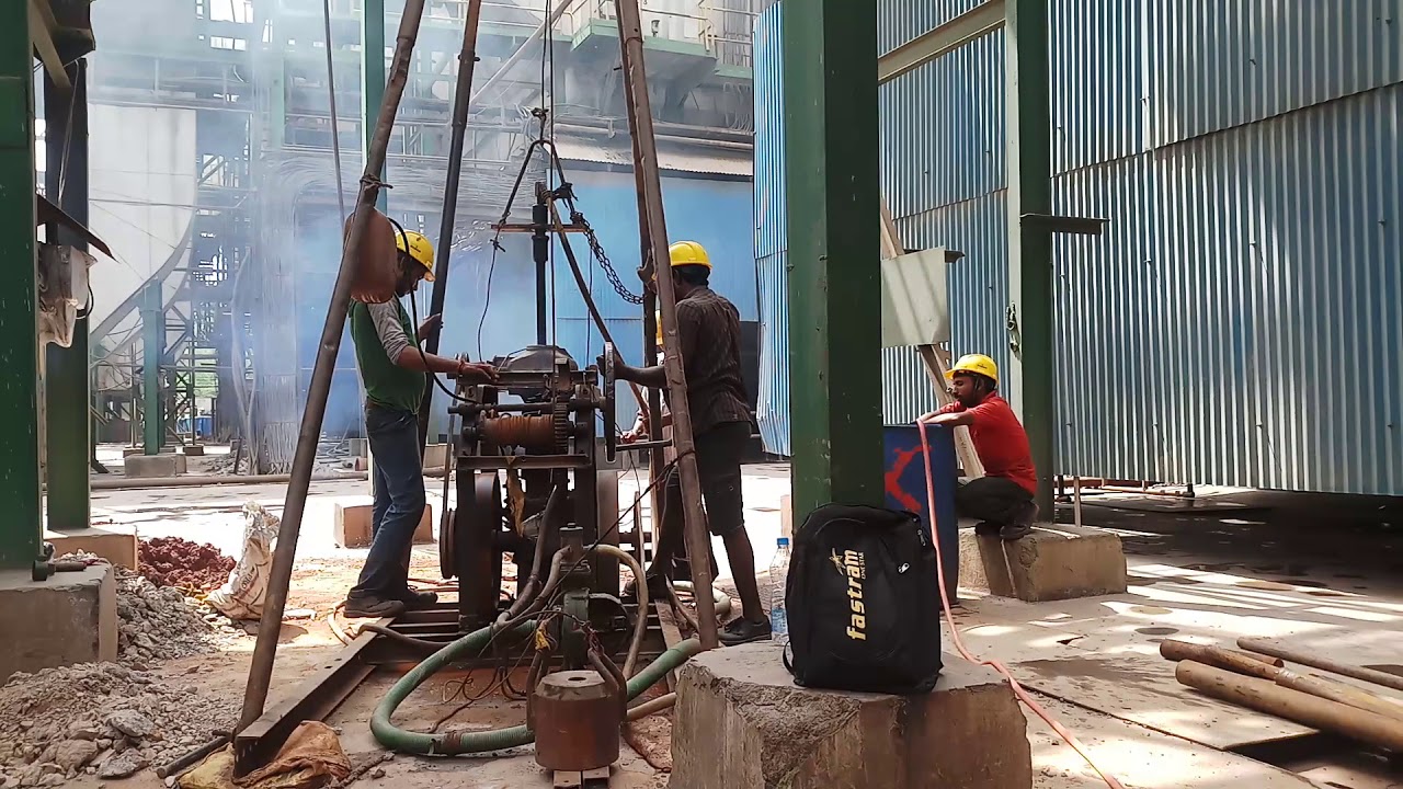Standard penetration test on bore well during geotechnical ...