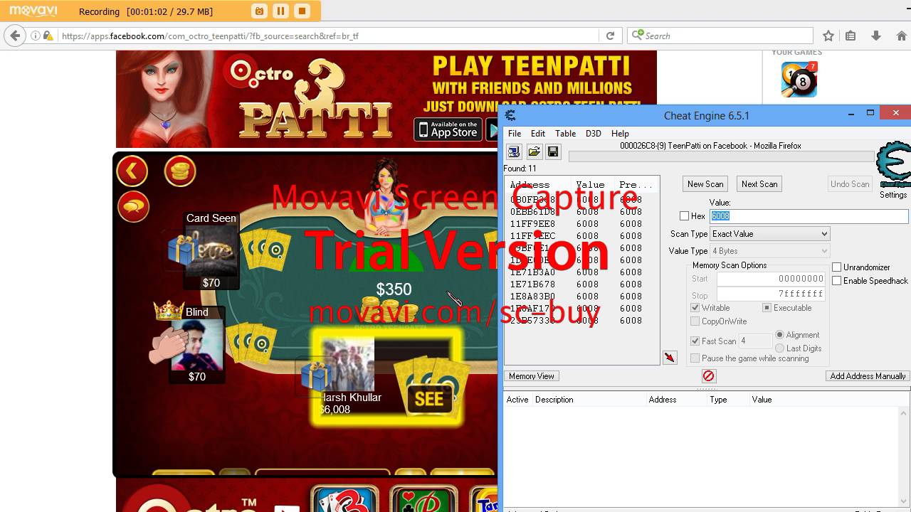 Teen patti cannot hack with cheat engine - YouTube