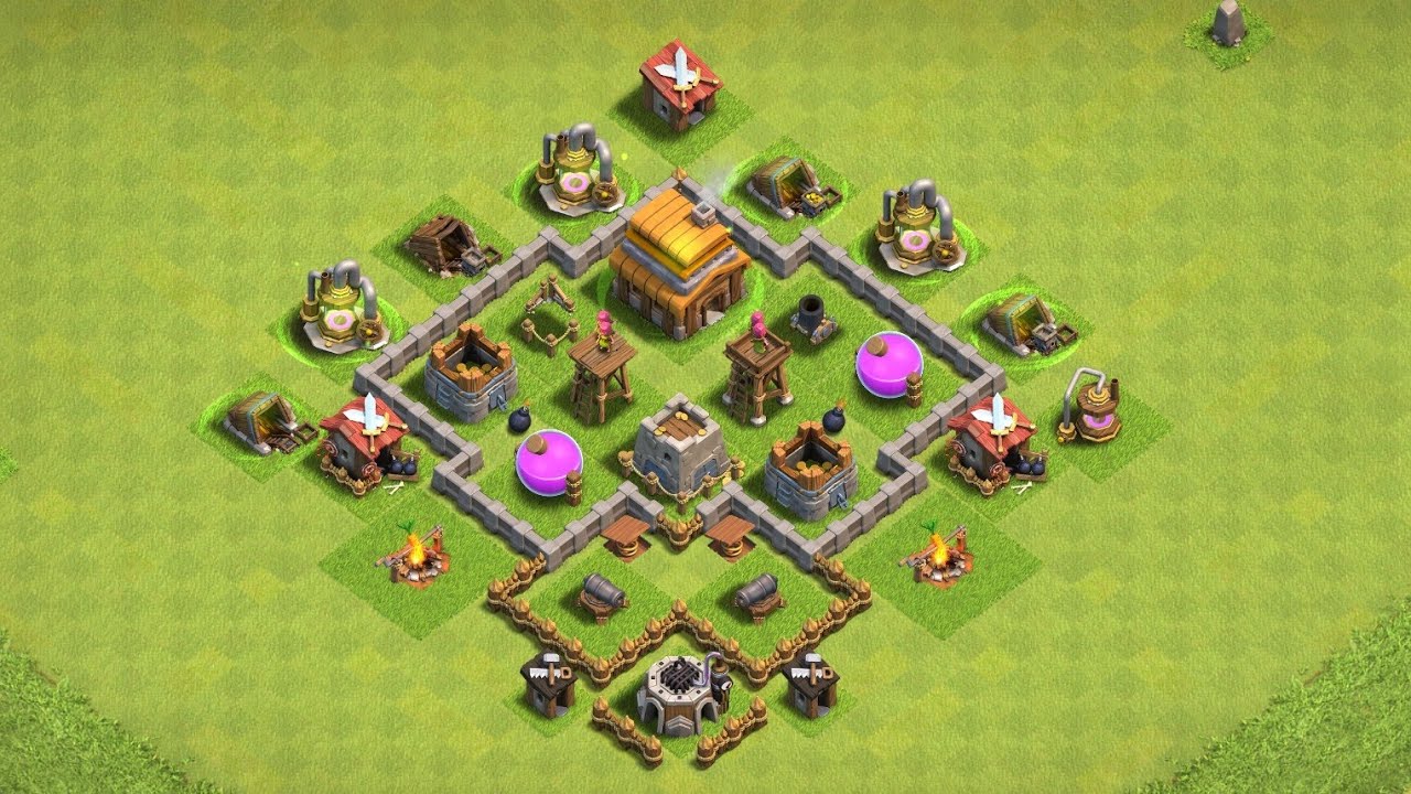 Best TH4 Base | Clash of Clans Hybrid Base (Check Description) - YouTube