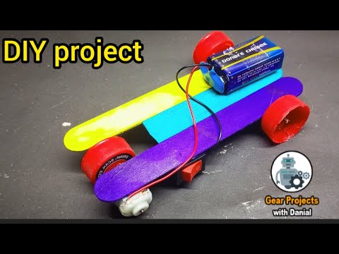How to Make a DC Motor Car with 3 Wheels at Home | Gear Project with ...