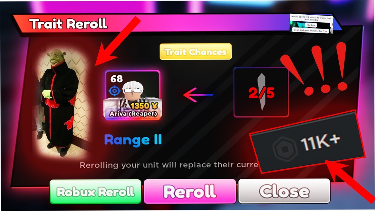 ROBLOX Anime Adventures 11k Robux Passive reroll on Ariva! - YouTube