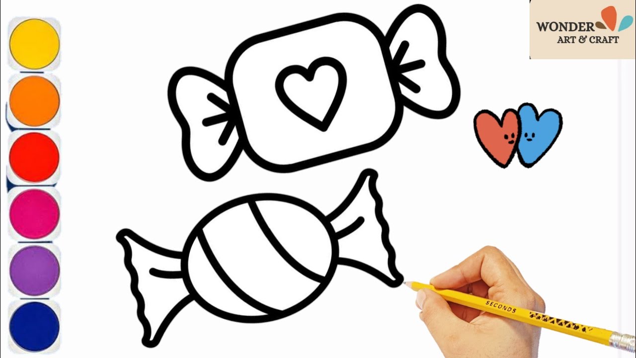 How to draw Easy Candys // Colour Drawing // Step by Step - YouTube