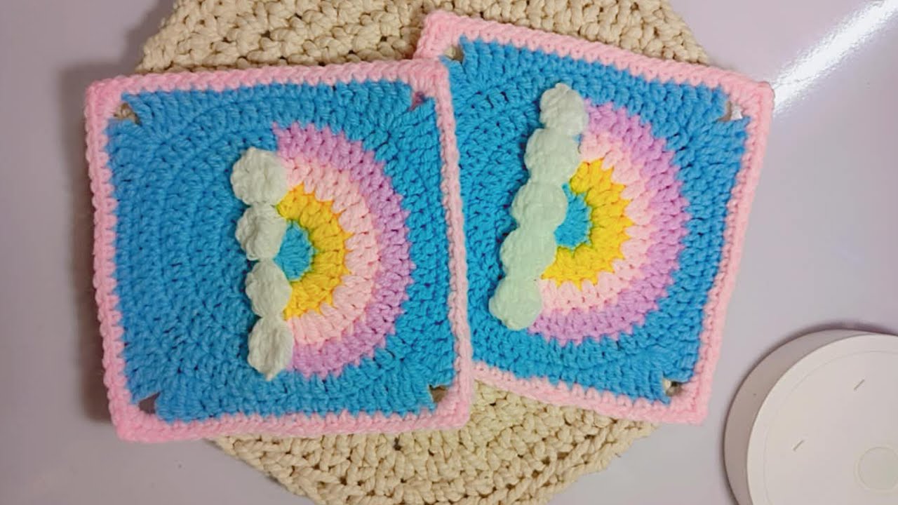 Crochet rainbow granny square||step by step tutorial||written pattern ...