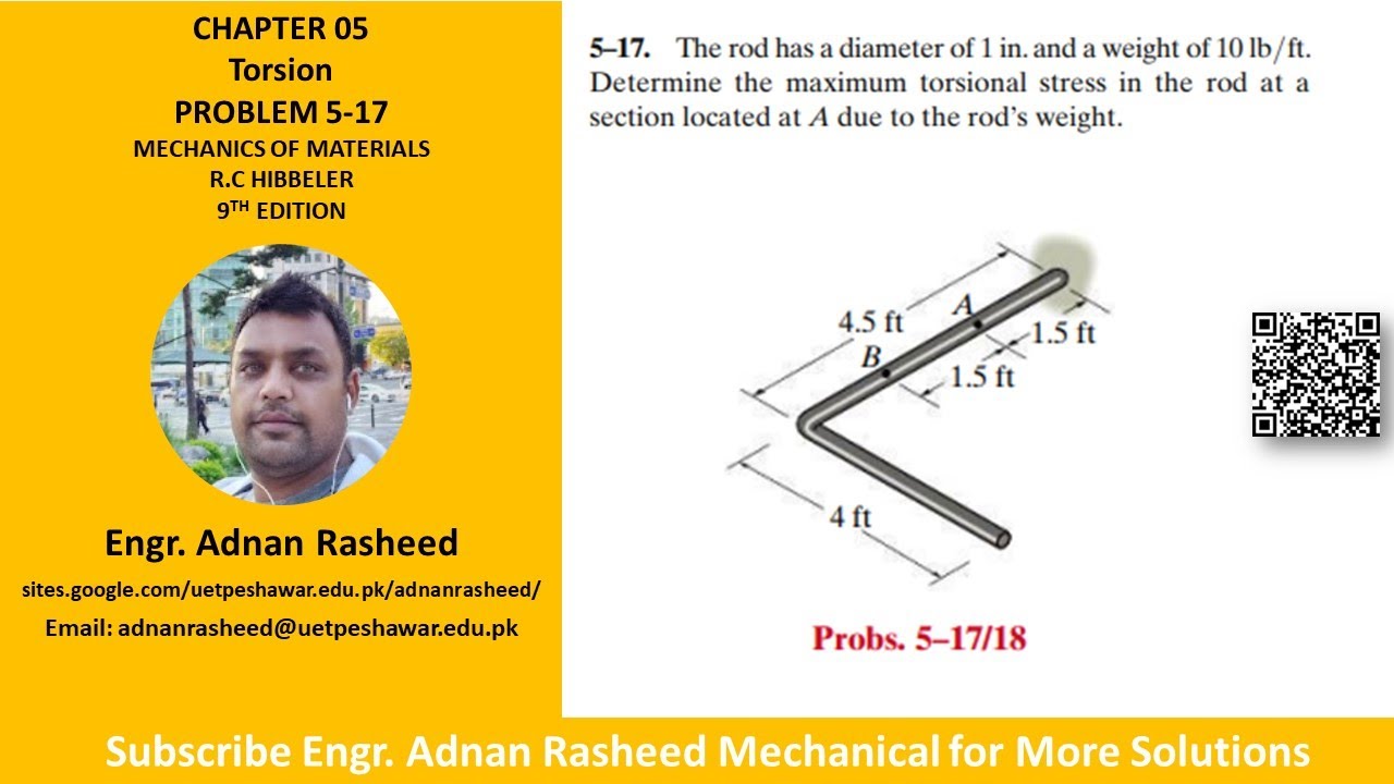 5-17 Determine maximum torsional stress in the rod | Torsion ...