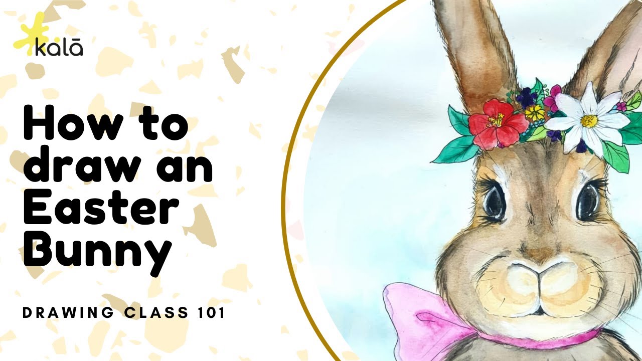 Tutorial to draw Easter Bunny and color with watercolor - YouTube