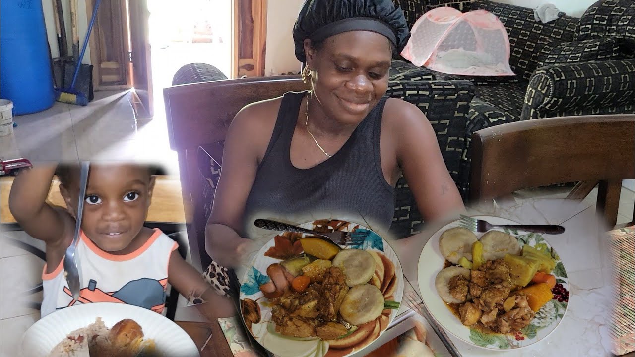 Nick Cooking dinner today for me brown stew chicken with boil Food baby ...