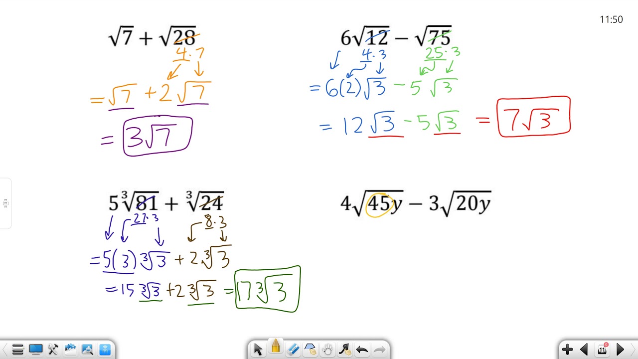 Roots and Radicals AddSubtract - YouTube