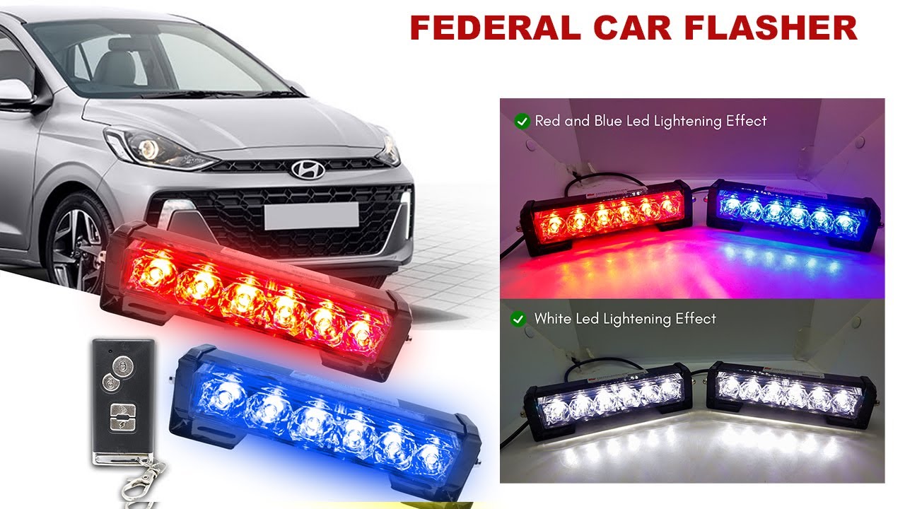 Federal Car Flasher Red/Blue & white Lighting Effect, 15 Modes With ...