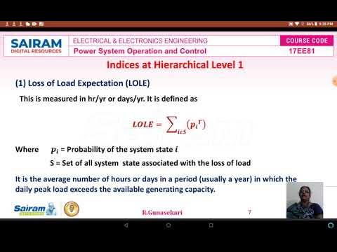 Lecture Video2_17EE81_Module-5_Reliability Cost, Adequacy Indices at HL1_R.Gunasekari - YouTube