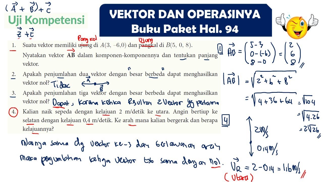UJI KOMPETENSI VEKTOR & OPERASINYA NO 1,2,3,4,5 MATEMATIKA KELAS 10 # ...