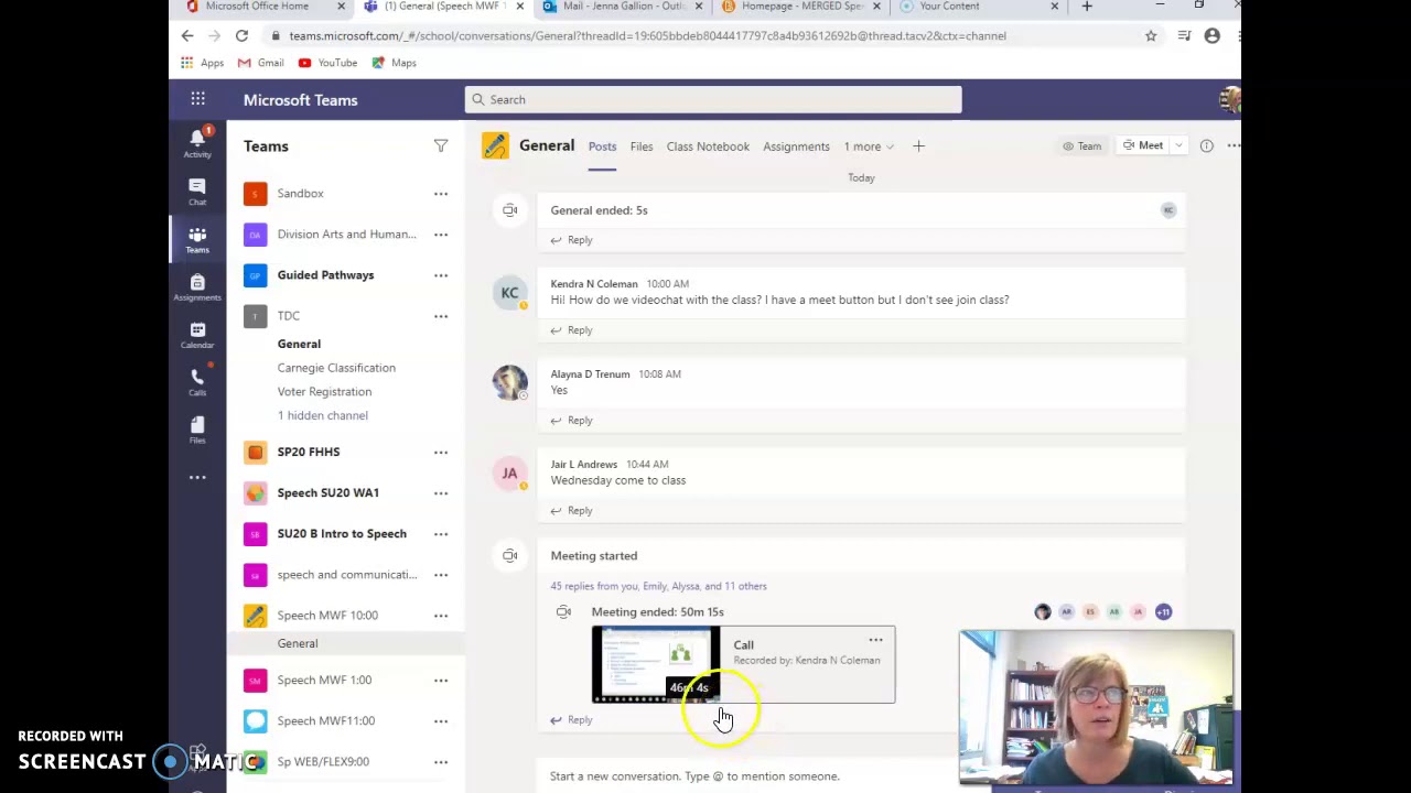 View Class Recording and send chats - YouTube