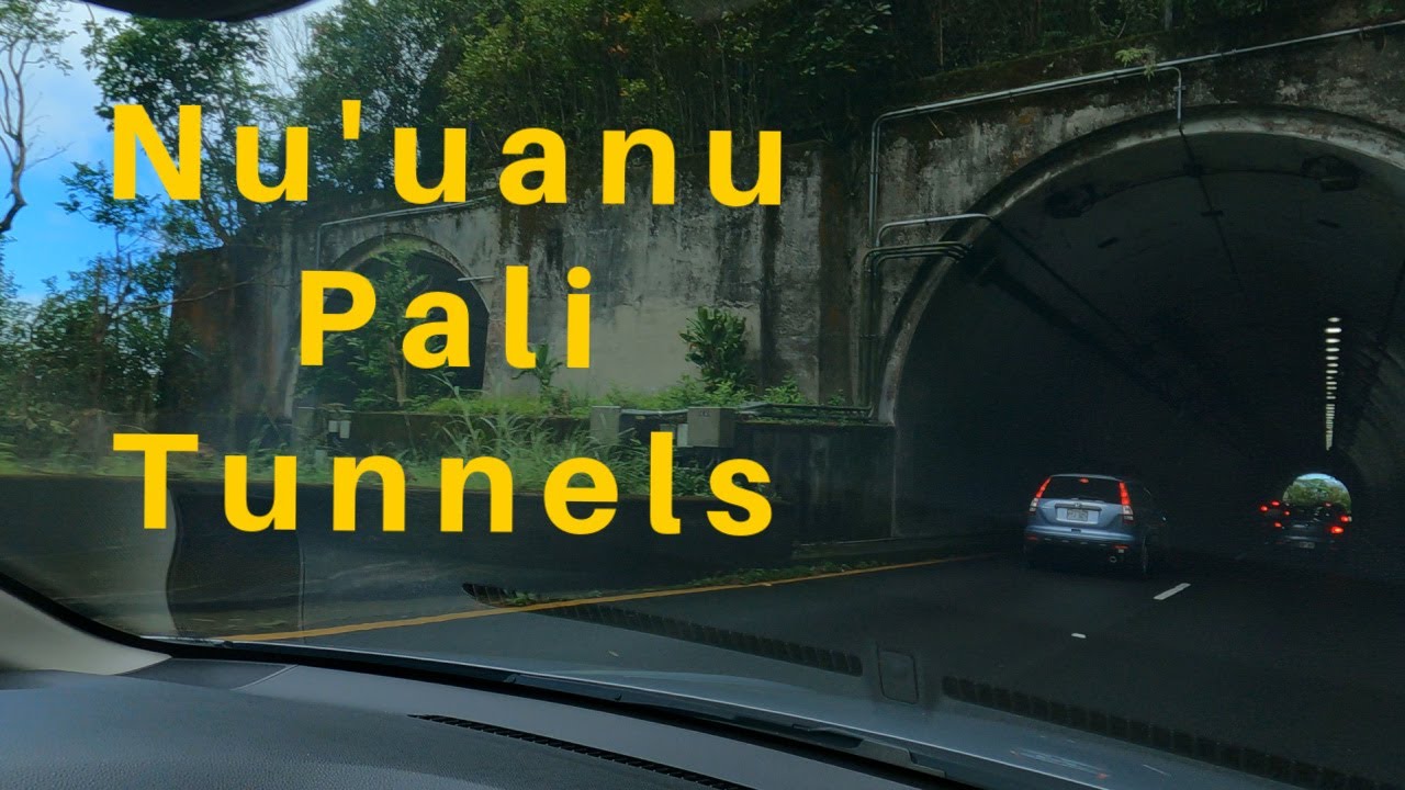 Driving through the Nu’uanu Pali Tunnels, Pali Highway, Route 61, Oahu ...