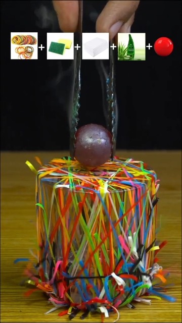 Experiments Hot Balls Red Hot Balls Vs Rubber Band + Kitchen sponge + Styrofoam + Aloevera # ...