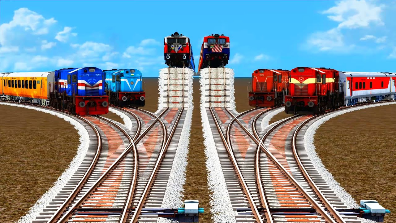 Indian Electric Trains Crazy Jumping On Unfinished Railroad Track | 6 ...