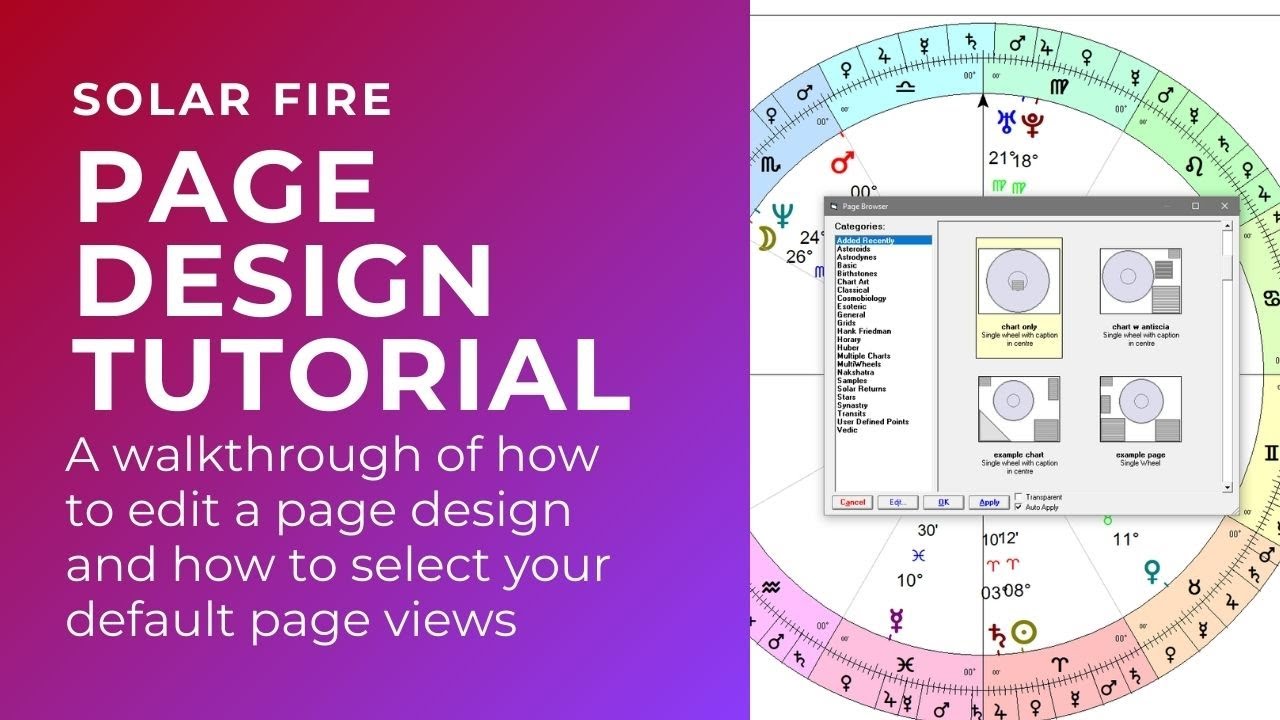 How to edit a page design in Solar Fire - YouTube