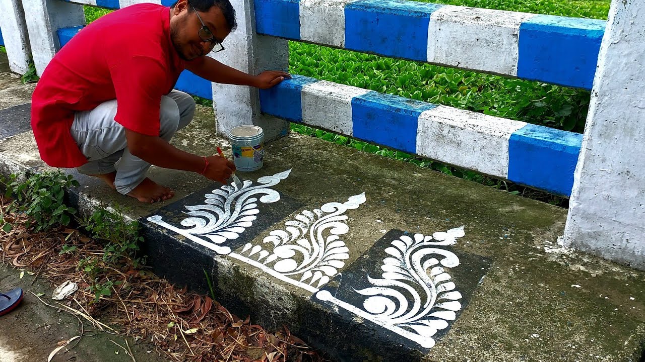 Easy Alpona Design for Beginners / simple alpona / Art with Jyotirmoy ...