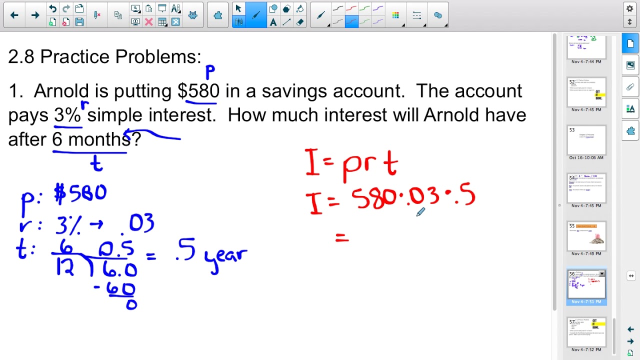 Ch. 2 Lesson 8 (Simple Interest) - YouTube