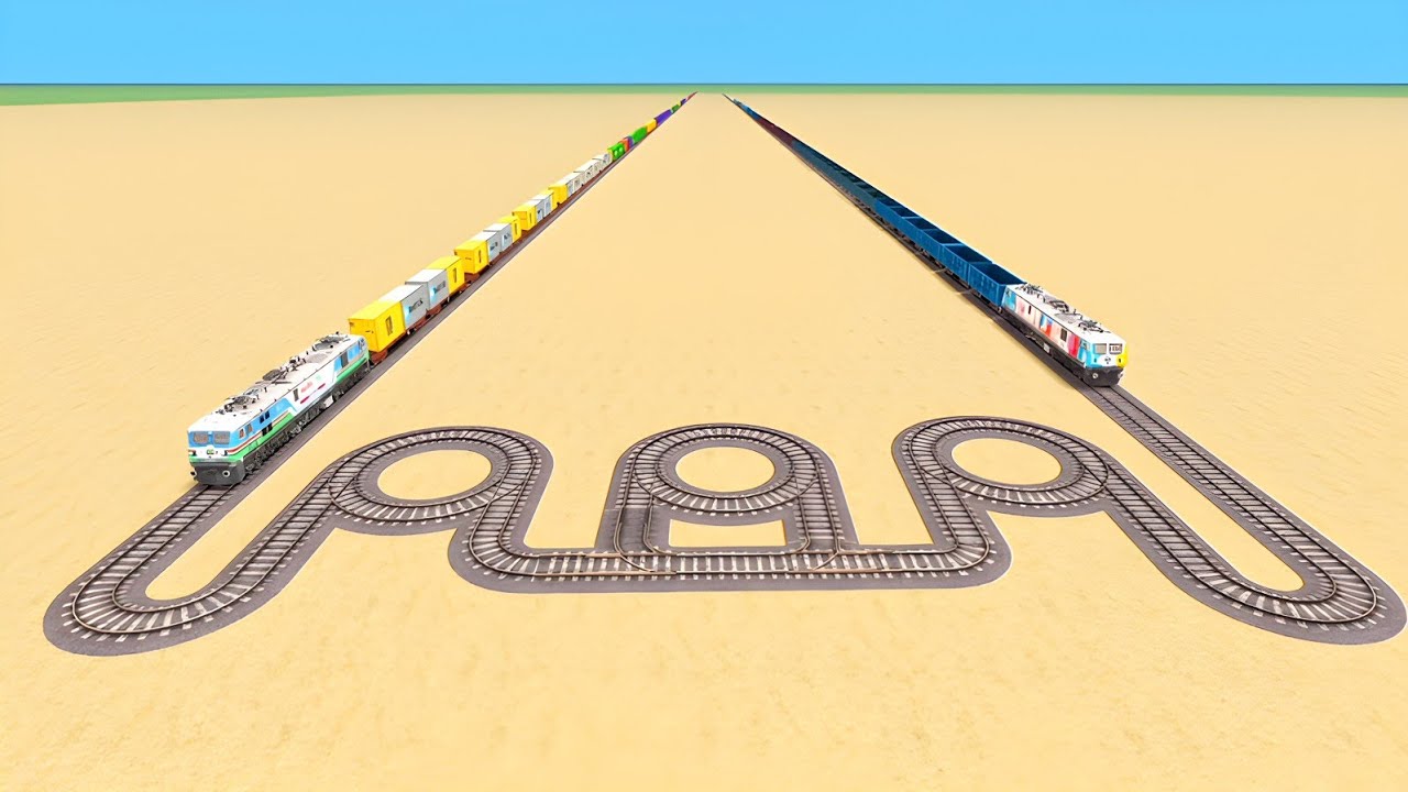 🔫 SHARP TURN MULTIPLE AROUND CIRCLE TRACK🥲 CROSS FREGHT TRAINS RAILROAD ...