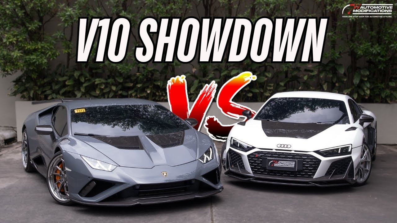 BATTLE OF THE V10s: LAMBORGHINI HURACAN EVO vs. AUDI R8 - YouTube
