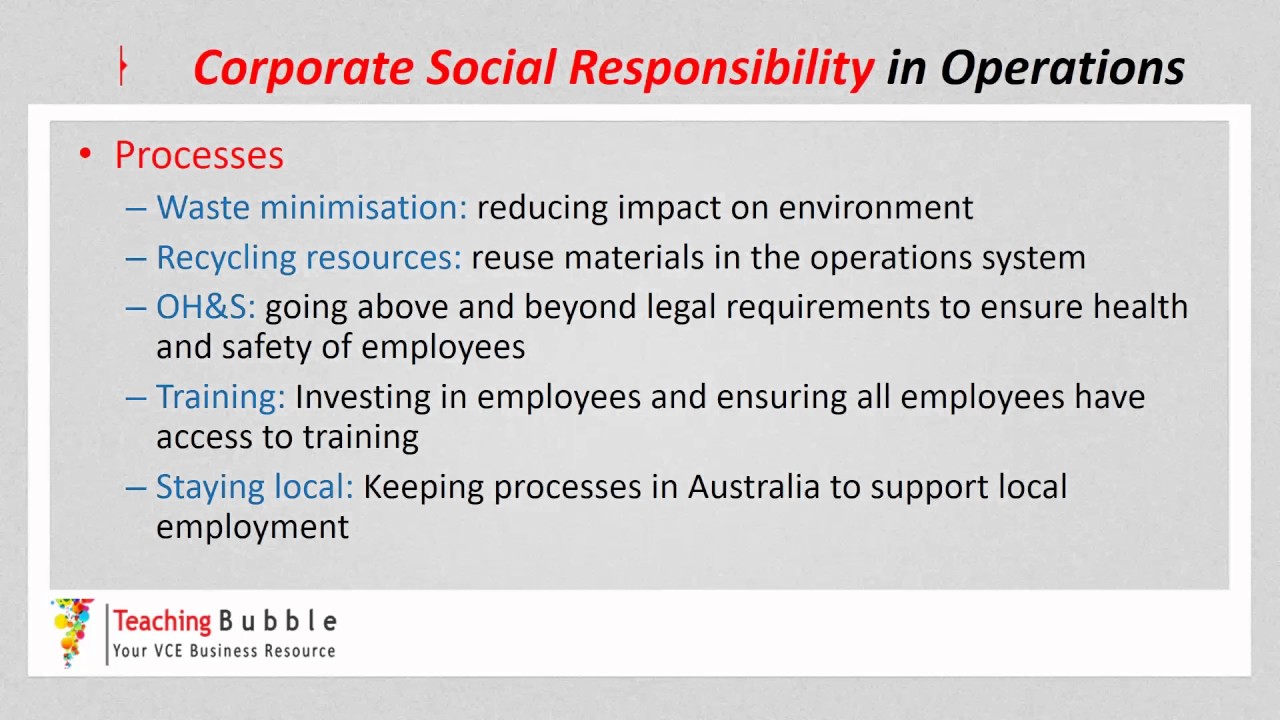 VCE Business Management - CSR in Operations - YouTube