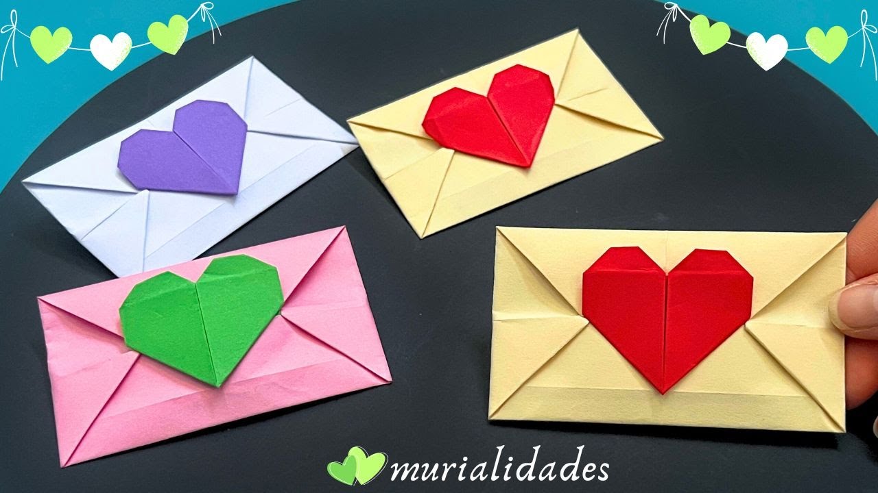 Origami SOBRE DE CARTA CON CORAZÓN 💌 Heart Envelope ️ Idea Cute de San ...