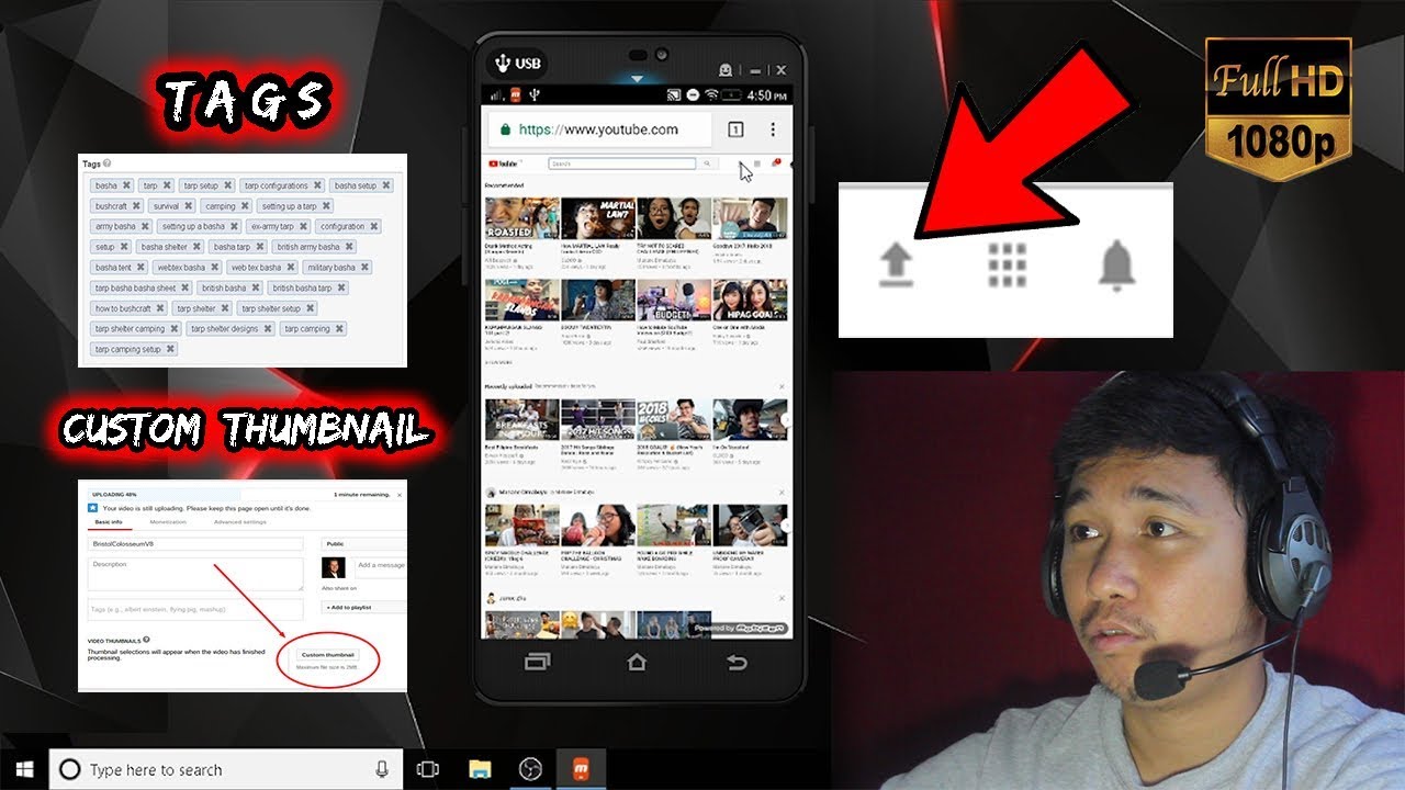 How To Upload HD Videos On Youtube Using Smartphone (Tagalog) - YouTube