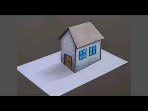 How to draw a 3d house easy / how to draw a house in 3d /Easy 3d ...