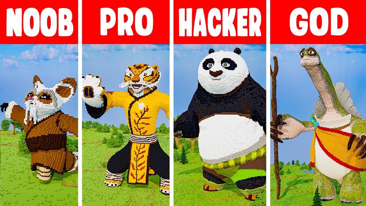 Minecraft KUNG FU PANDA 4 STATUE BUILD CHALLENGE - NOOB vs PRO vs ...