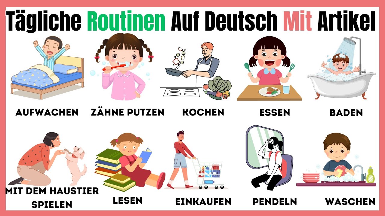Tägliche Routinen auf Deutsch mit Artikel Teil 1 | Lernt tägliche ...