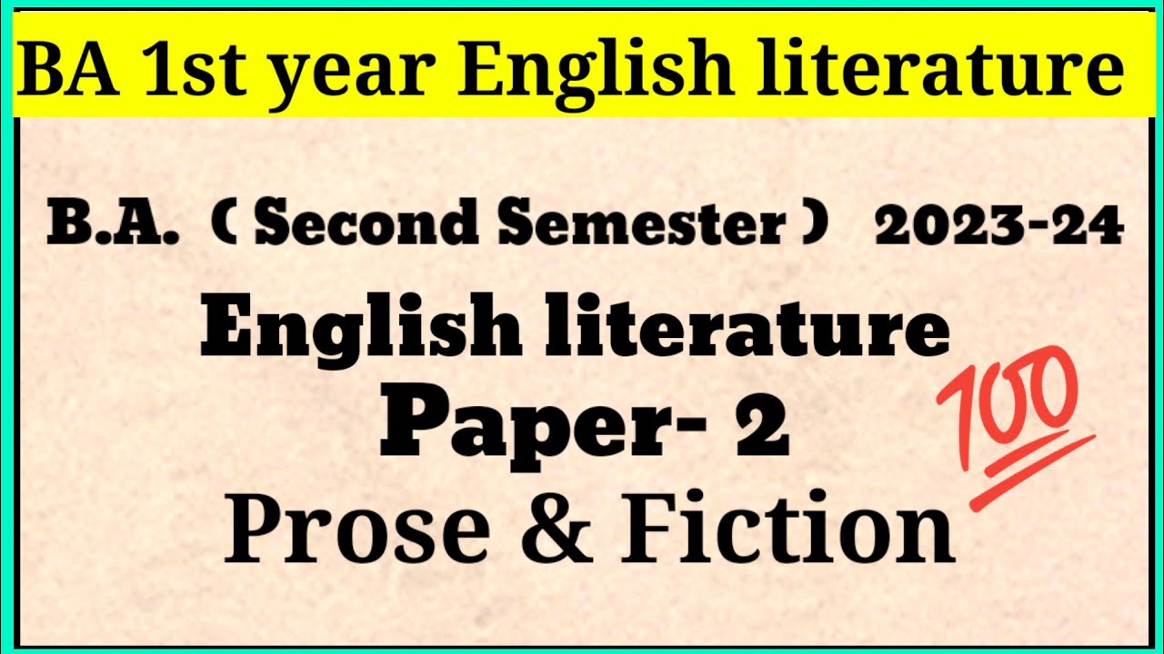 BA First Year English literature paper 2 || English literature semester ...
