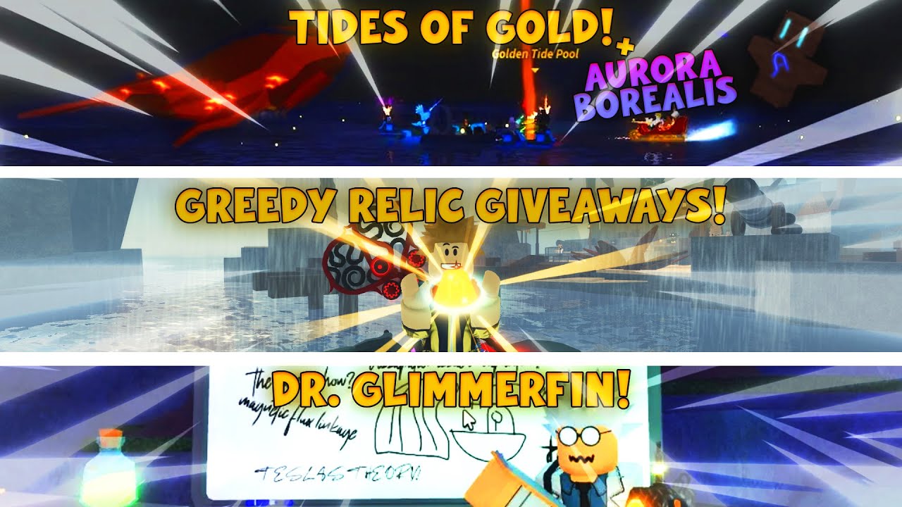 🔴🎣 GREEDY RELIC GIVEAWAYS | AURORAS & GOLDEN TIDE POOLS WITH CHAT! 3K 🎉 ...