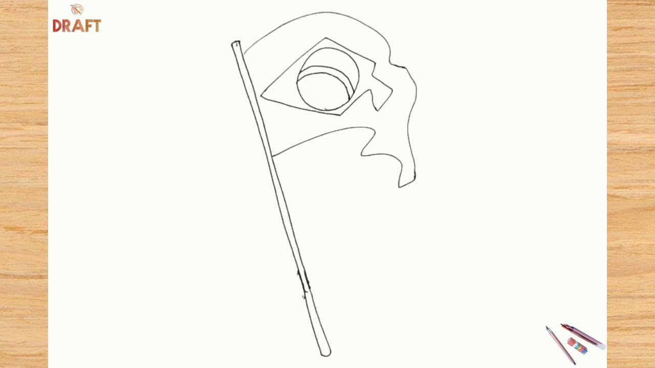 Brazil flag || Step By Step drawing Tutorial for beginners || How to ...