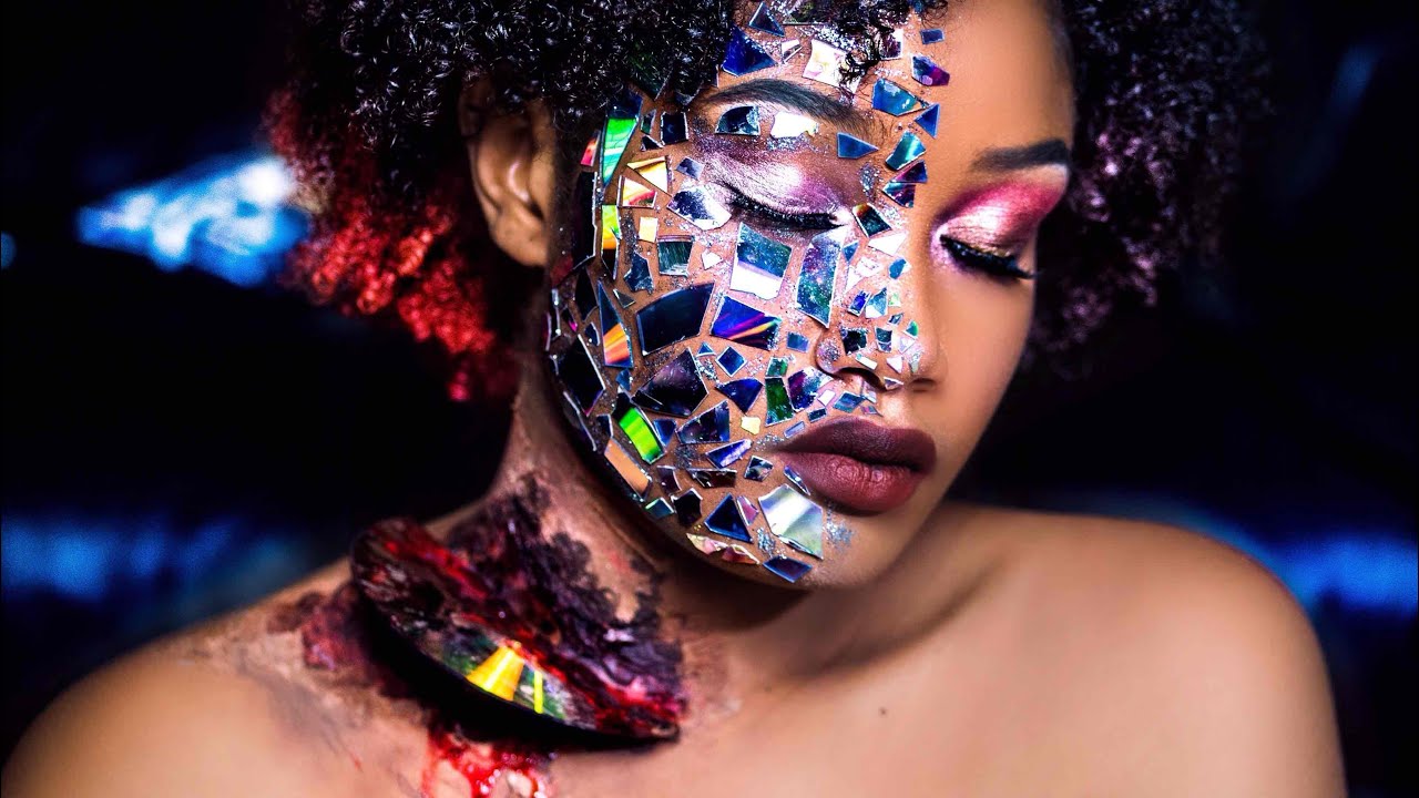 Shattered Glass Halloween Makeup Look - YouTube