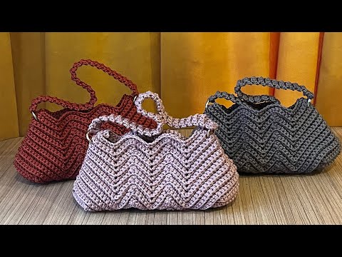 Zikzak desenli tığ işi çanta çalışması kolay anlatımlı videosu