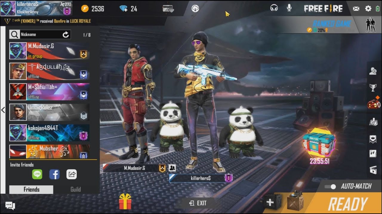 Free Fire Duo Rank Push With Friends Gameplay - YouTube