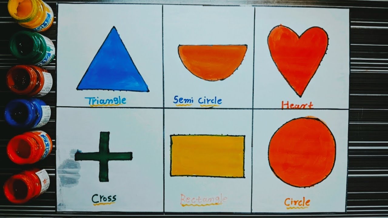 shapes name, Triangle, circle, semi,circle, heart, cross, rectangle ...