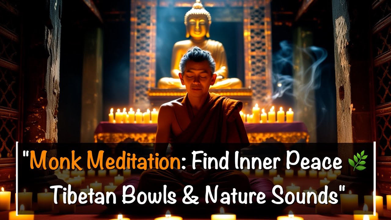 "Monk Meditation Music | Peaceful Tibetan Bowls & Nature Sounds for ...