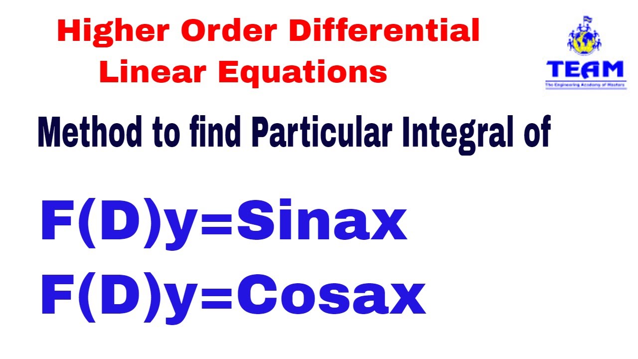 method to solve f(D)y= sinax or cosax form/ particular integral of f(D ...