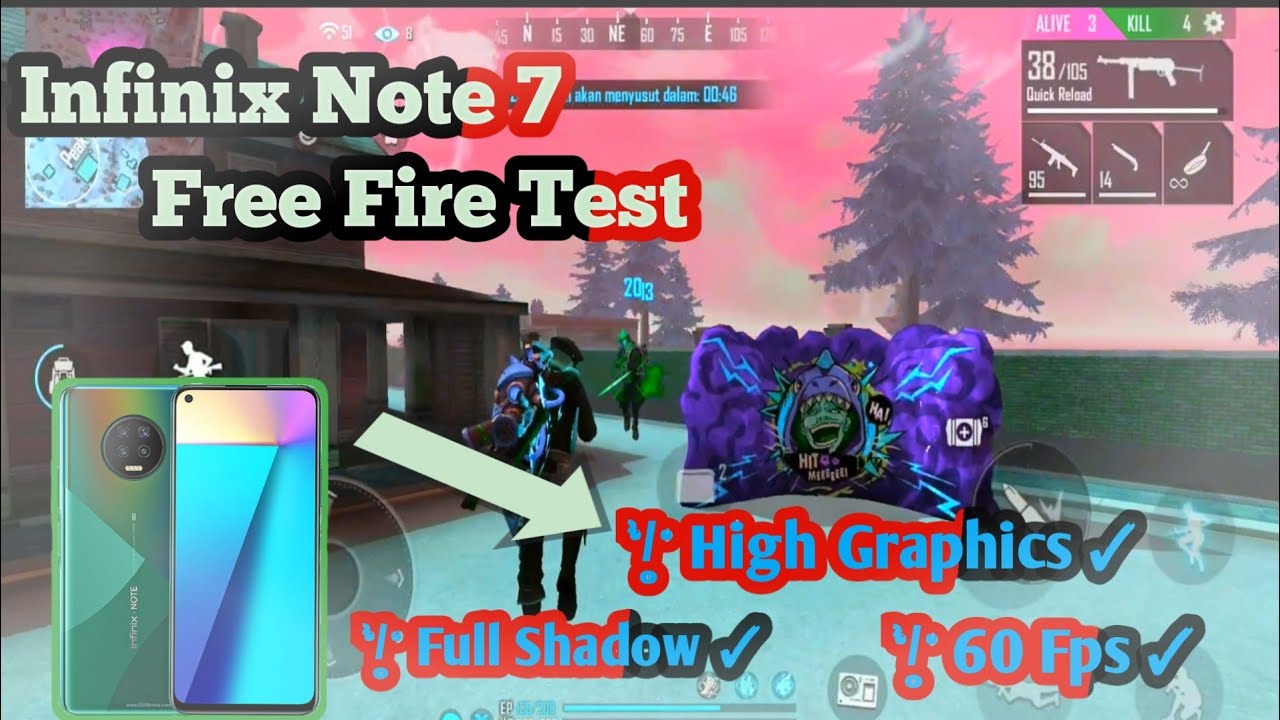 Infinix Note 7 Free Fire Test | 60 Fps | High Graphics | Full Shadow ...